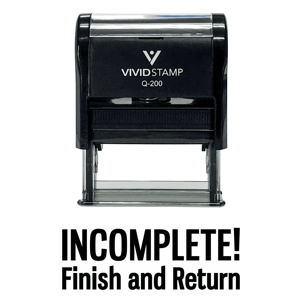 Vivid Stamp Incomplete Finish And Return Teacher Self Inking Rubber ...