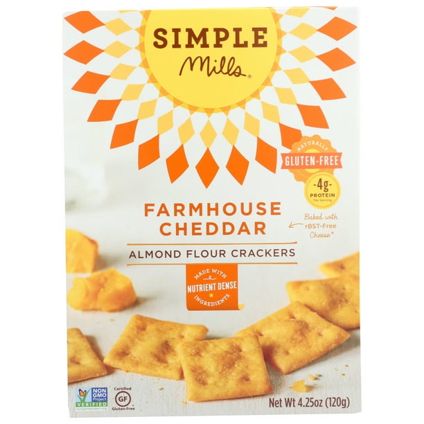 Simple Mills Crackers, Farmhouse Cheddar, Almond Flour, 4.25 oz ...