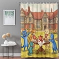 Bathroom Shower Curtain Cartoon Cats Tea Party Waterproof Shower ...