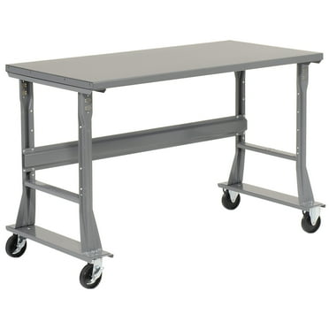 Mobile Adjustable Height C-Channel Leg Workbench, Steel, 60"W x 36"D ...