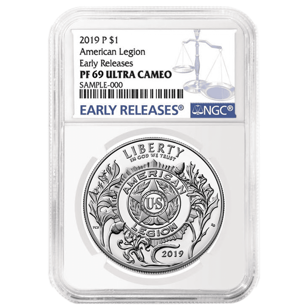 2019-P Proof $1 American Legion 100th Ann NGC PF69UC Blue ER Label ...