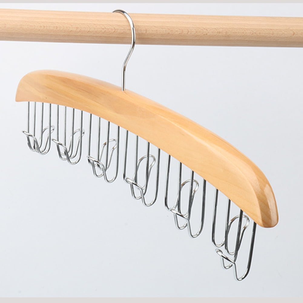 Hanging Tie Holder Organizer Rack,Wooden Tie Hanger with Hooks for ...