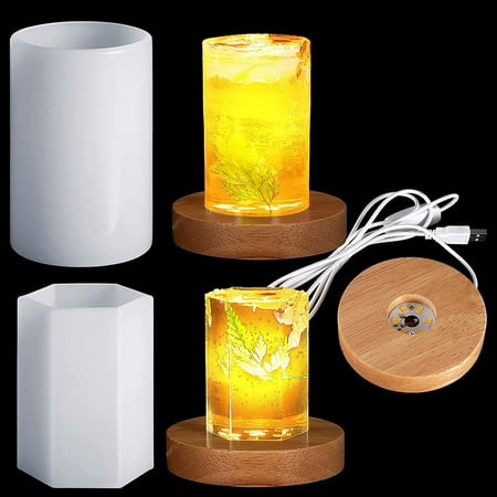 3 Pieces Hexagonal Cylinder Light Resin Mold Led Light Resin Molds for ...