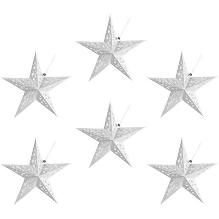 Silver 3D Paper Star Light Shade 5 Pointed Star Pentagram Lampshade ...
