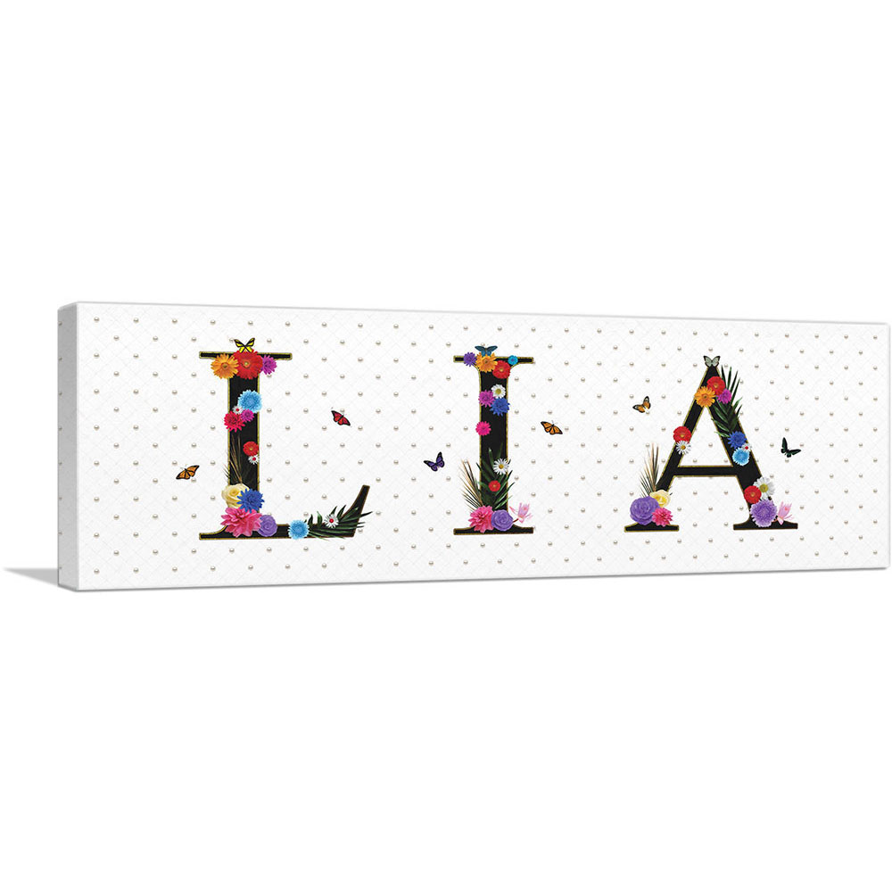 ARTCANVAS LIA Girls Name Room Decor Canvas Art Print - Size: 36" x 12 ...