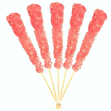 Pink Cherry Rock Candy Sticks Lollipops, Classic Sugar Rock Crystals on ...