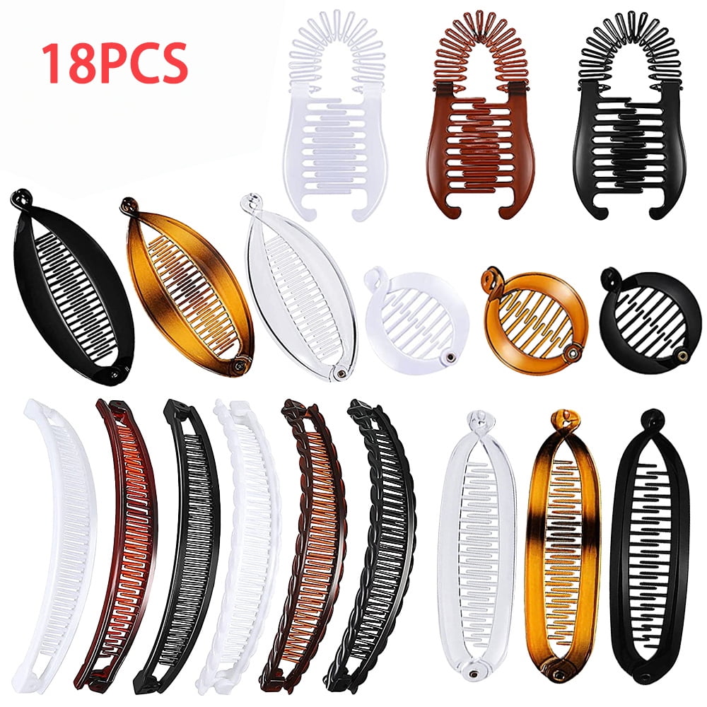 QJUHUNG 18PCS Hair Clips Clincher Combs Large Vintage Banana Clips Comb ...