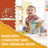 Leo & Friends Kid Problem Solving Toy Wooden Activity Cube for Toddlers ...