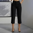 Admvng Womens Straight Leg Capri Pants formal Business Work Cropped ...