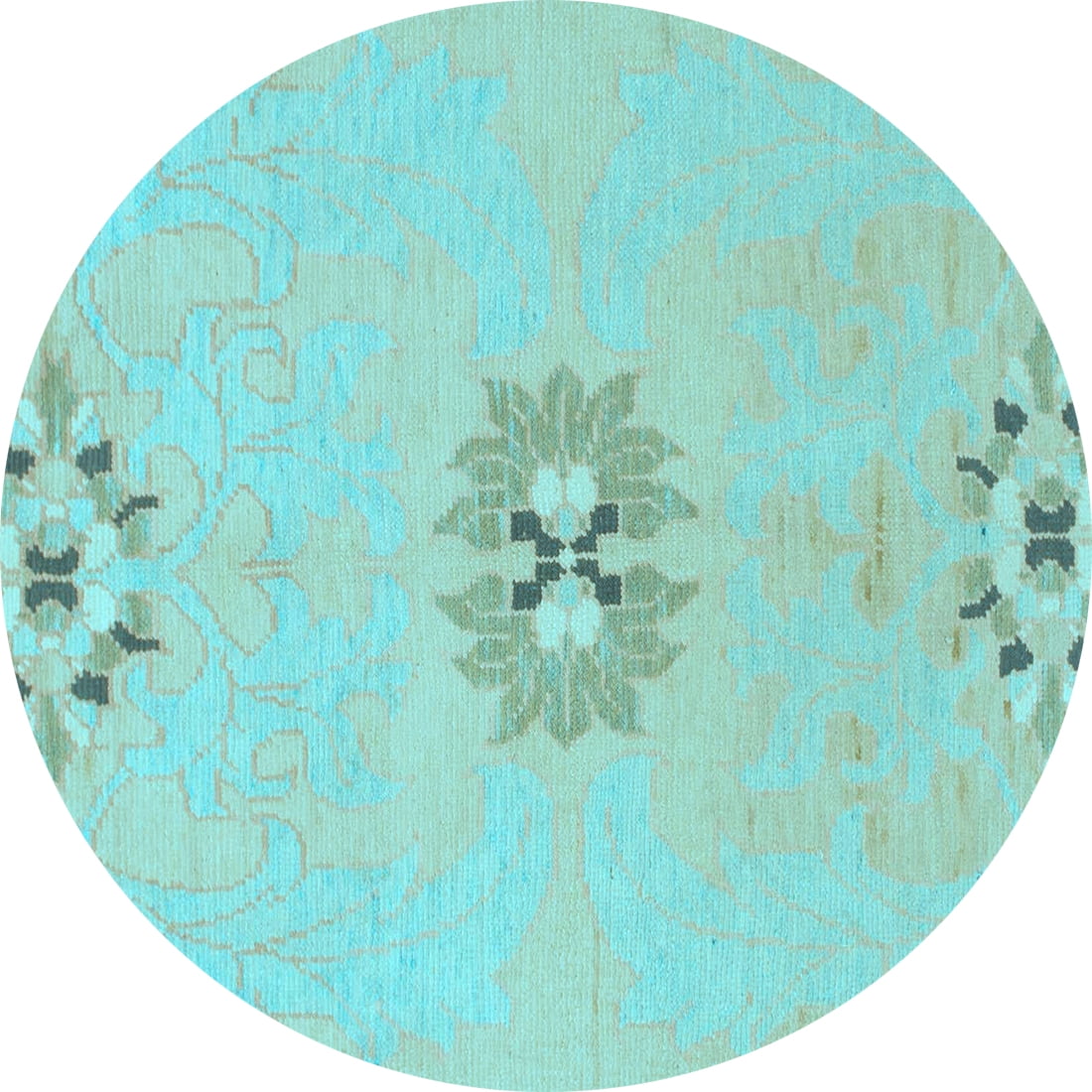 Ahgly Company Indoor Round Abstract Light Blue Modern Area Rugs, 6 ...