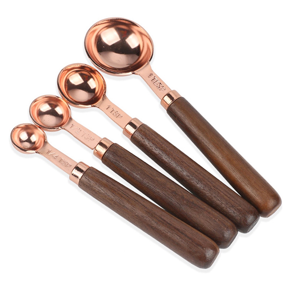 Measuring Spoons Set of 4, Golden Stainless Steel Measuring Cup with ...