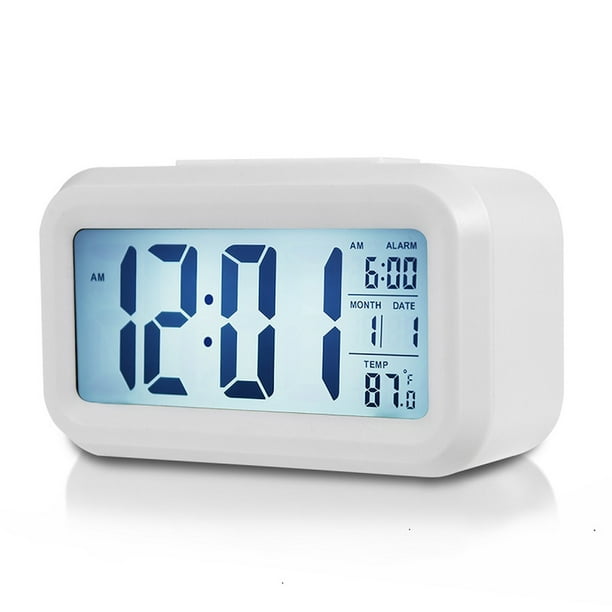 axGear Digital Alarm Clock Large LCD Display Thermometer Smart Night ...