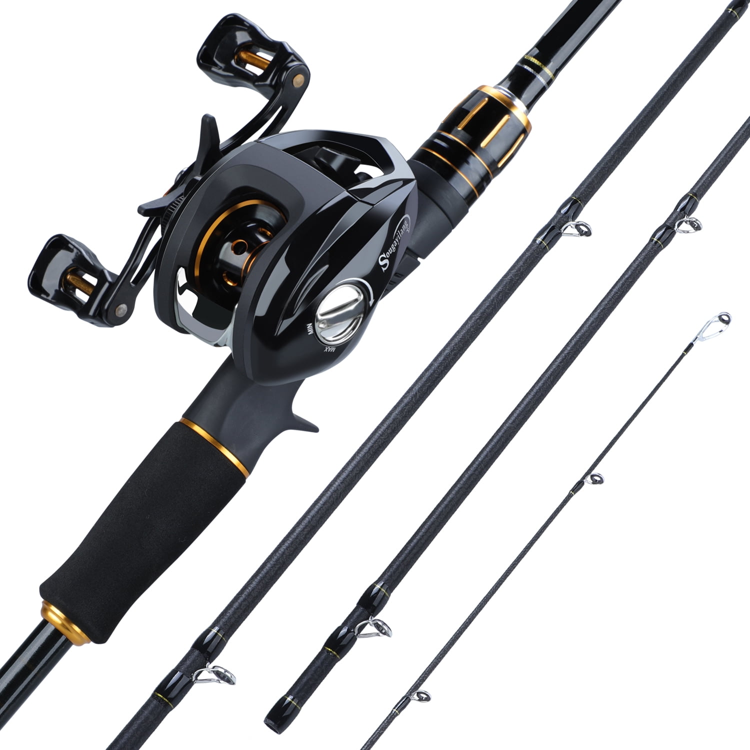 Sougayilang Fishing Rod and Reel Combo Baitcast Reel Set 7ft Casting ...