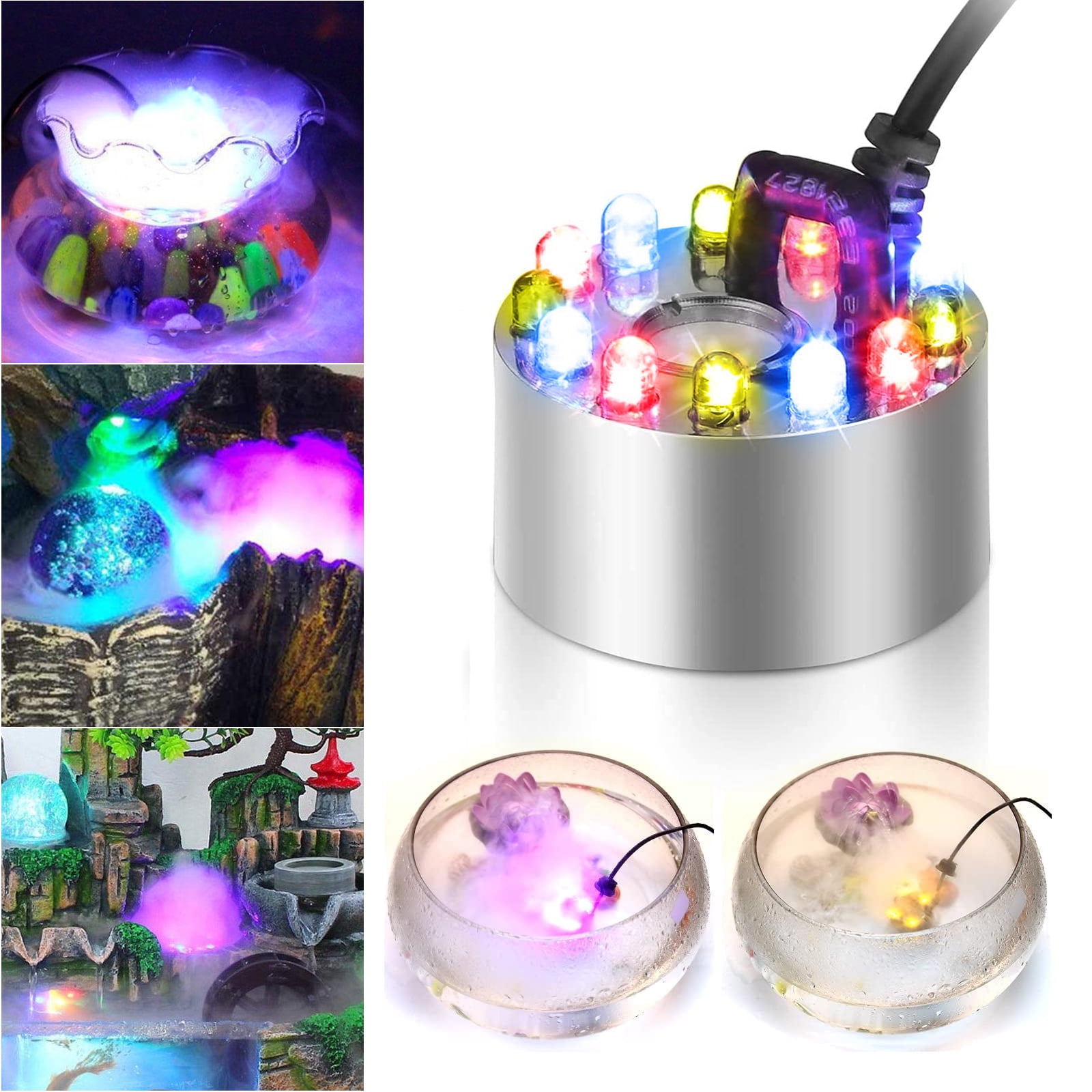 EEEkit Mist Maker, 12 LED Mister Fogger Water Fountain Pond Fog Machine ...