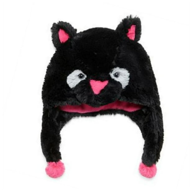 Trapper Girls Fluffy Plush Black Kitty Cat Hat With Ear Flaps - Walmart.com