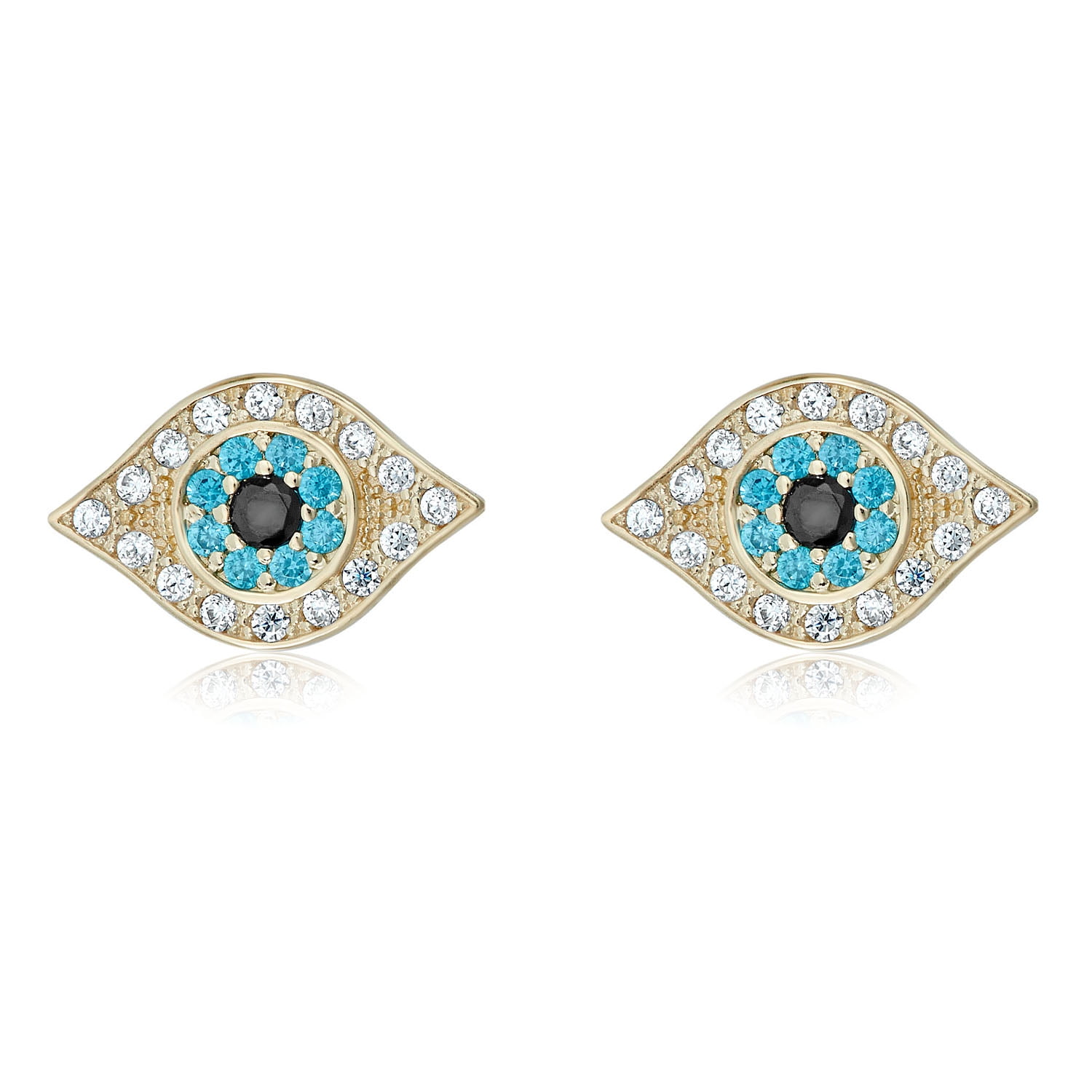 AVORA 10K Yellow Gold Simulated Diamond CZ Evil Eye Stud Earrings ... AVORA 10K Yellow Gold Simulated Diamond CZ Evil Eye Stud Earrings ...