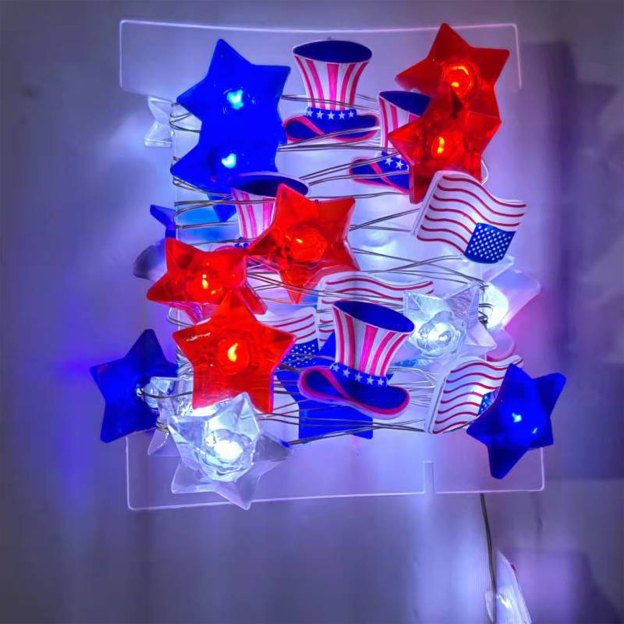 Lamuusaa Independence Day String Light Waterproof Decorative Patriotic ...