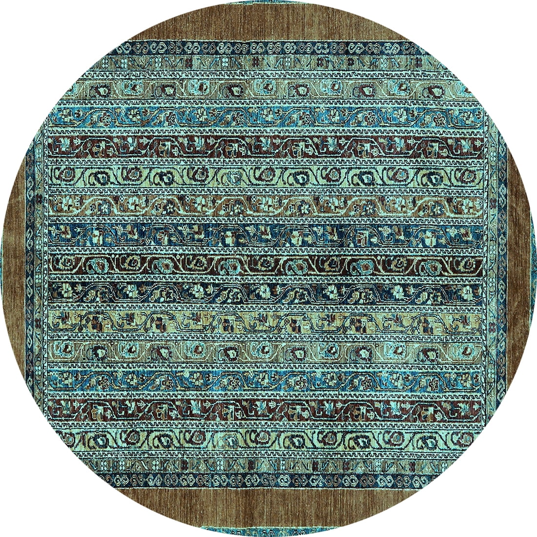 Ahgly Company Indoor Round Abstract Light Blue Modern Area Rugs, 8 ...