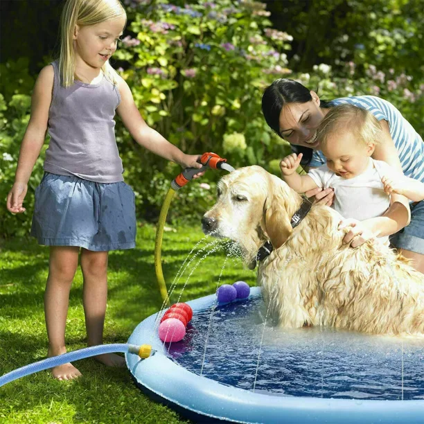 CKLXNGT 59in Non-Slip Splash Pad for Dog Thicken Sprinkler Pool Outdoor ...