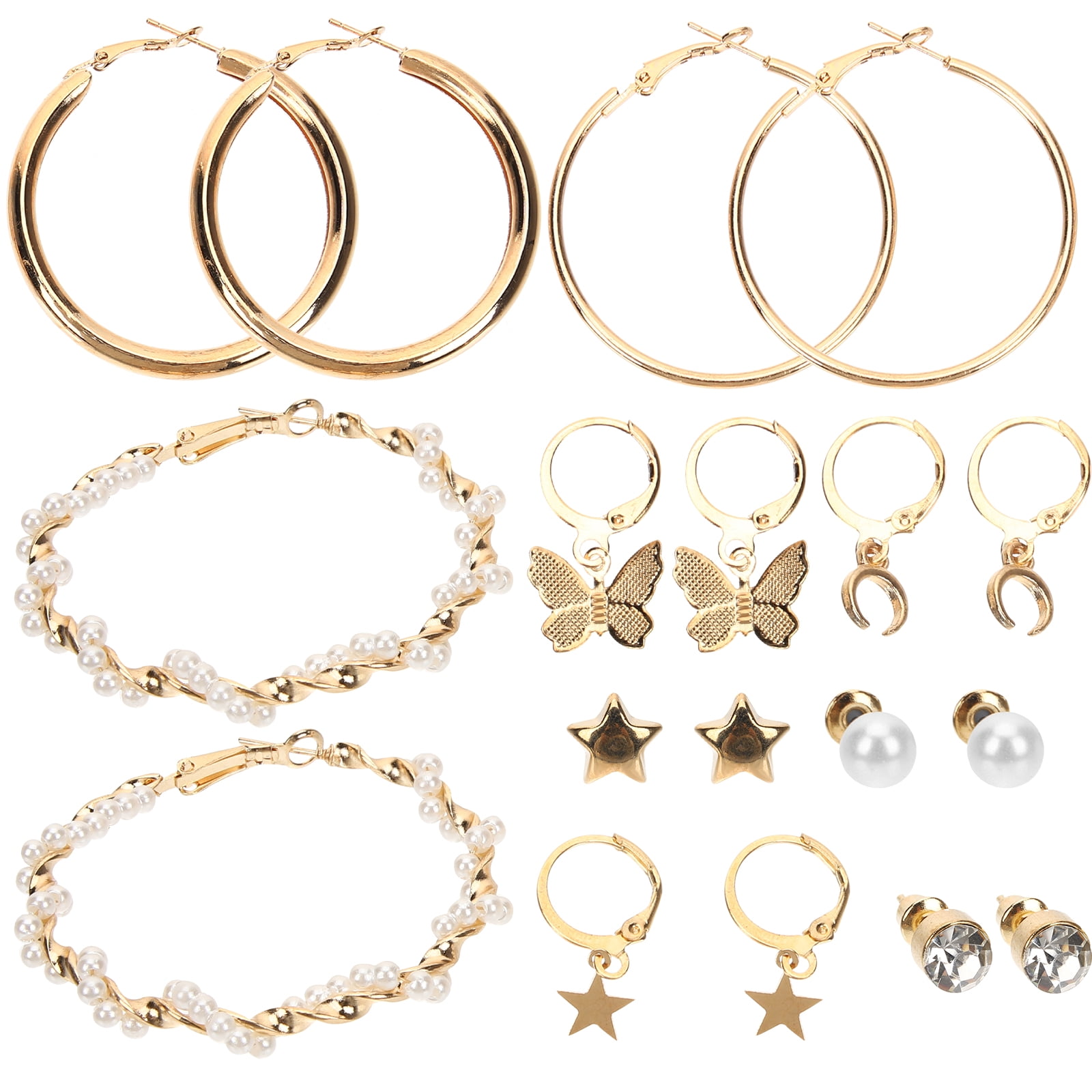 Click here for Cosmobetty 6 Pairs Hoops Earrings Alloy Round Earr... prices