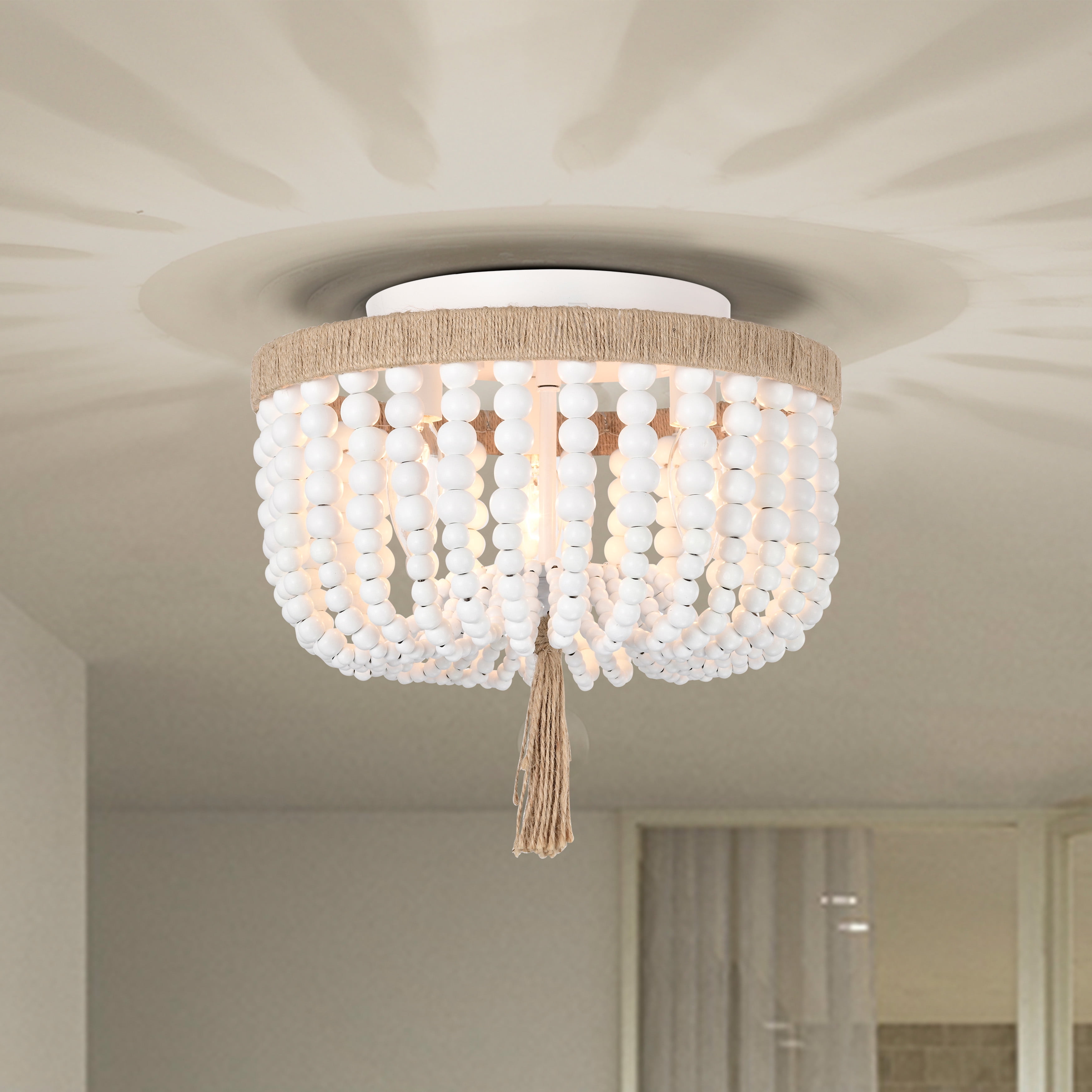 Beaded Flush Mount Ceiling Light Boho Light Fixtures Ceiling Light 3 ...