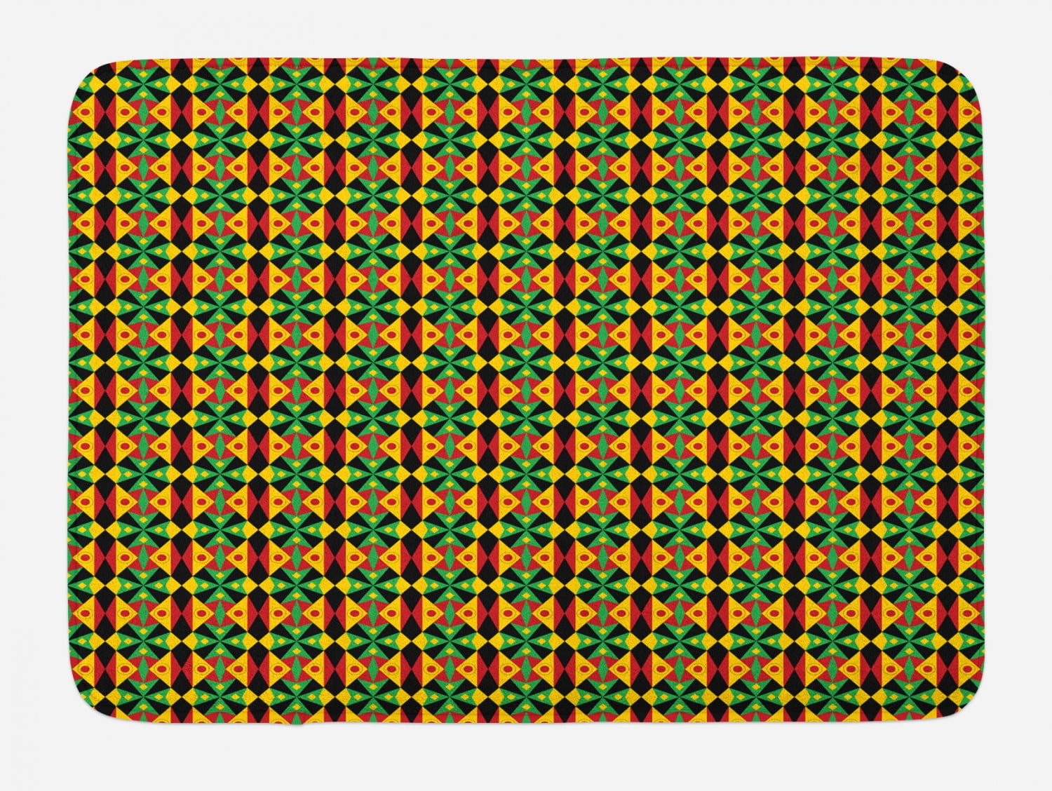 Kente Pattern Bath Mat, Indigenous Heritage Tile Design with Triangles ...