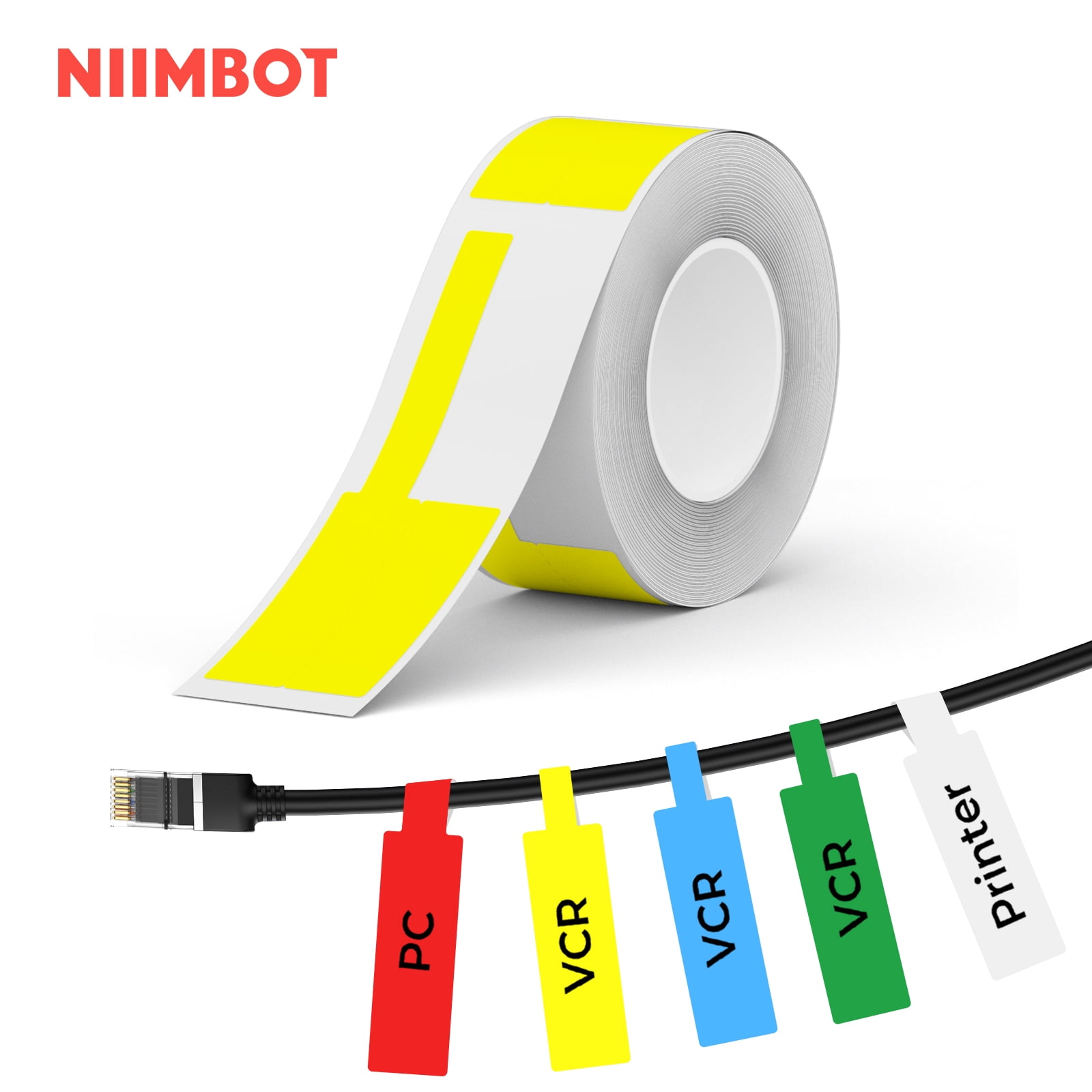 NIIMBOT Cable Label Maker Tape (1" x 3") Printer Sticker Paper with ...