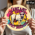 2D Flat, 1pc Whimsical Cow in Pink Outfit 8x8inRound Metal Sign - I'm ...