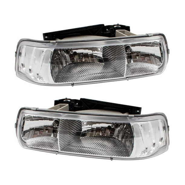 Headlight Assembly Set - Compatible with 2001 - 2002 Chevy Silverado ...