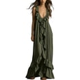 BRGZLK Womens Tank Dresses 2026 Summer Vacation Solid Color Ruffle Trim ...