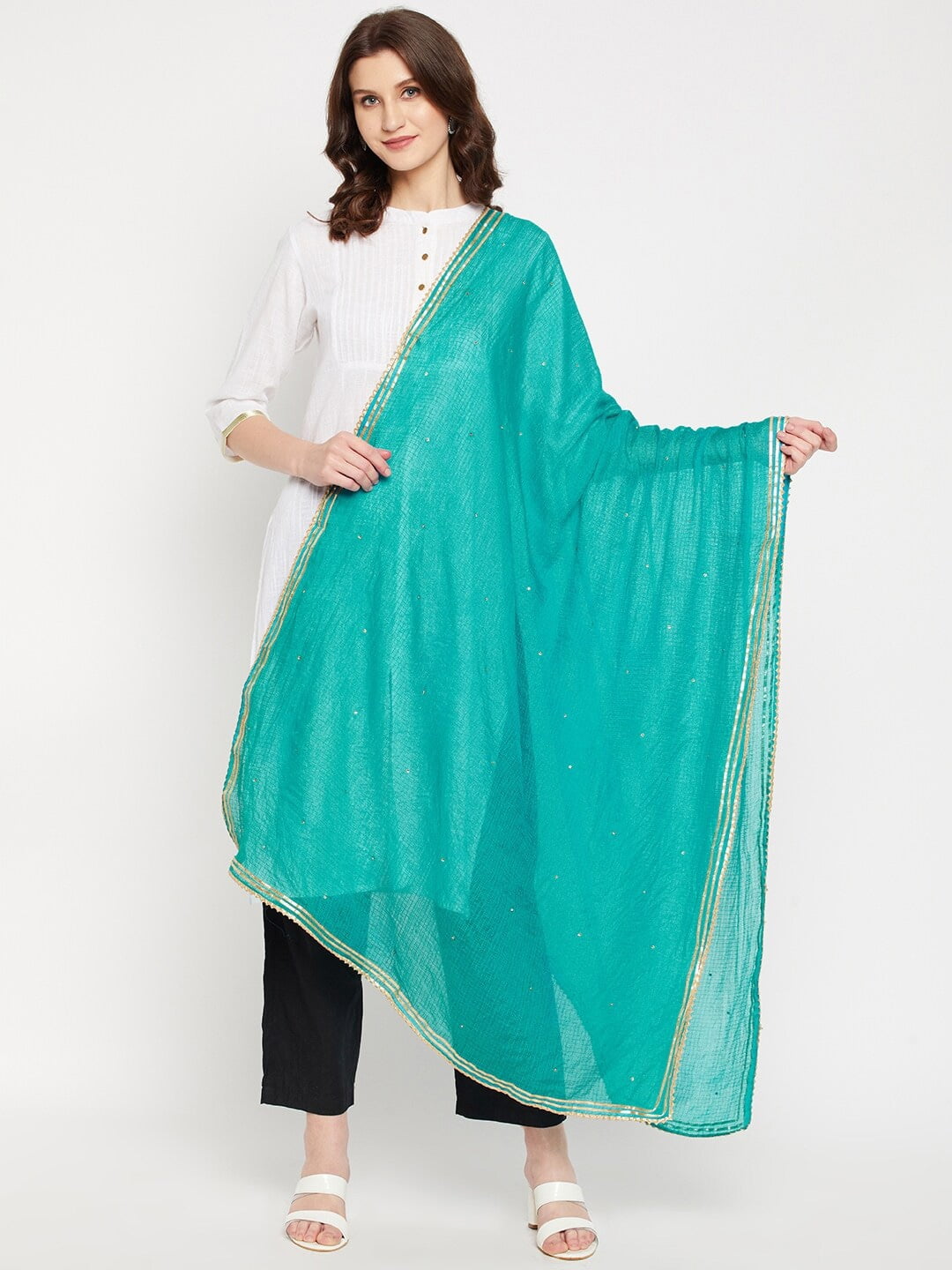 eloria Woman's Indian Ethnic Chunni, Cotton Blend Sky Blue Dupatta ...