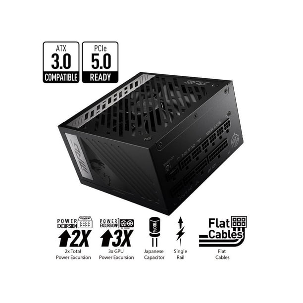 MSI - MPG A750G PCIE 5.0, 80 GOLD Full Modular Gaming PSU, 12VHPWR Cable, 4070 ATX 3.0 ...