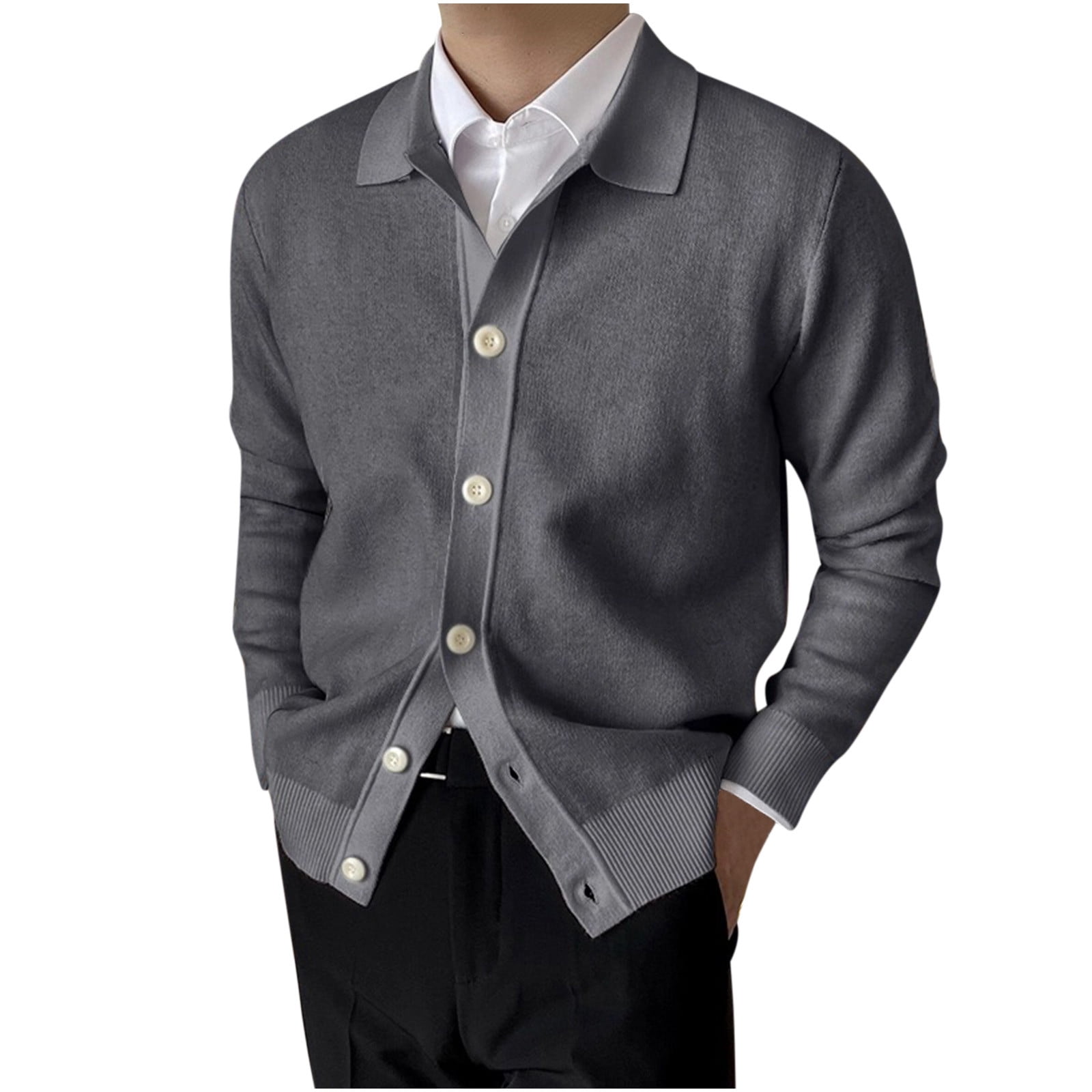 USSUMA Mens Cardigan Sweaters With Pockets, Men Sweaters Long Sleeve ...