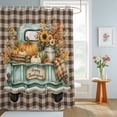Bathroom Shower Curtain Happy Thanksgiving Blue Truck Waterproof Shower ...