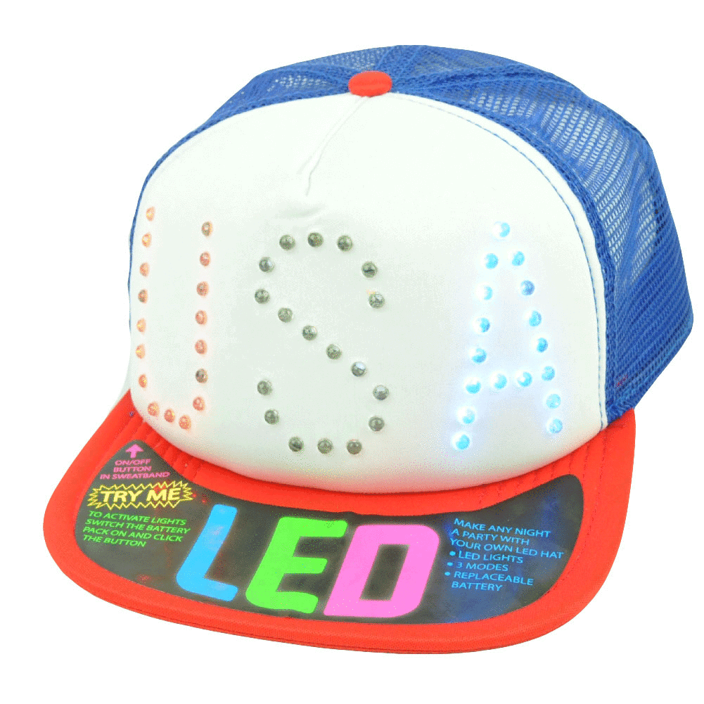 Generic USA Trucker 3 Modes LED Neon Lights Mesh Snapback Flat Bill Hat ...