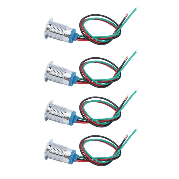 Dual Color Led 12mm Metal Led 4 Sets PreWired Round LEDs Waterproof ...