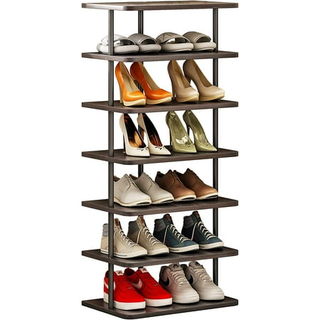XBRW Shoe Rack 7 Tier Vertical Organizer Storage Narrow Space Saving ...