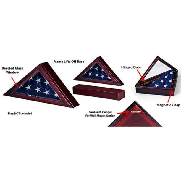Officers Flag Display Case for 5ft x 9.5ft Flag - Oak Case - Walmart ...