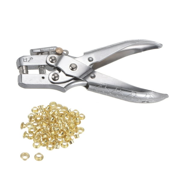 Grommet Eyelet Plier Set 100 Sets 1/6 Inch Metal Eyelets Tool Kit, Gold ...