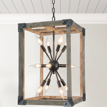 TOMIYA 4-Light Orb White Wood Chandelier,26" Globe Farmhouse Wood Chandelier for Dining Room ...