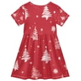 BZSMCE Short Sleeve Dress A-line Silhouette Hand Drawn Christmas Tree ...