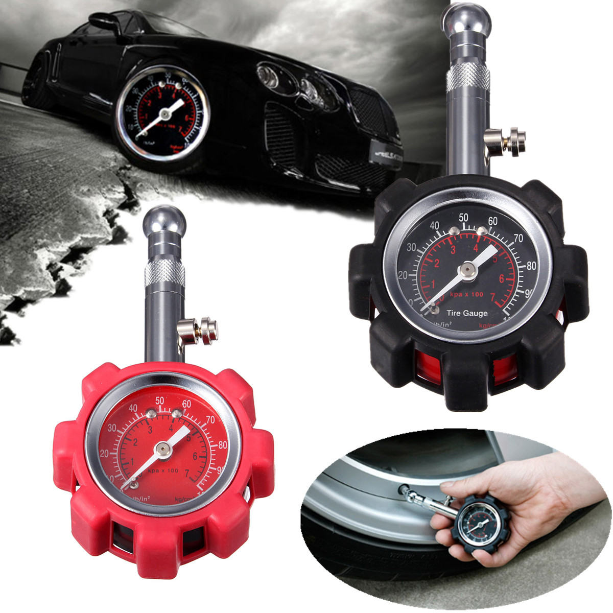 Tyre Tire Air Pressure measuring Gauge Meter Tester 0-100 PSI Car Truck ...