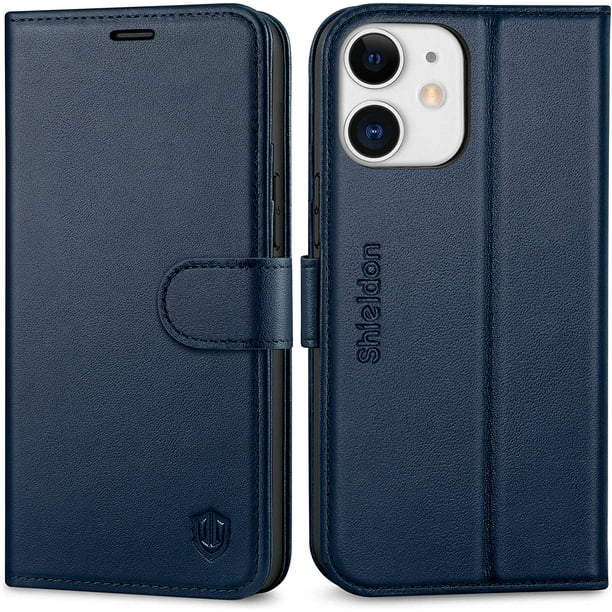 SHIELDON iPhone 12 Mini Wallet case, Genuine Leather iPhone 12 Mini ...