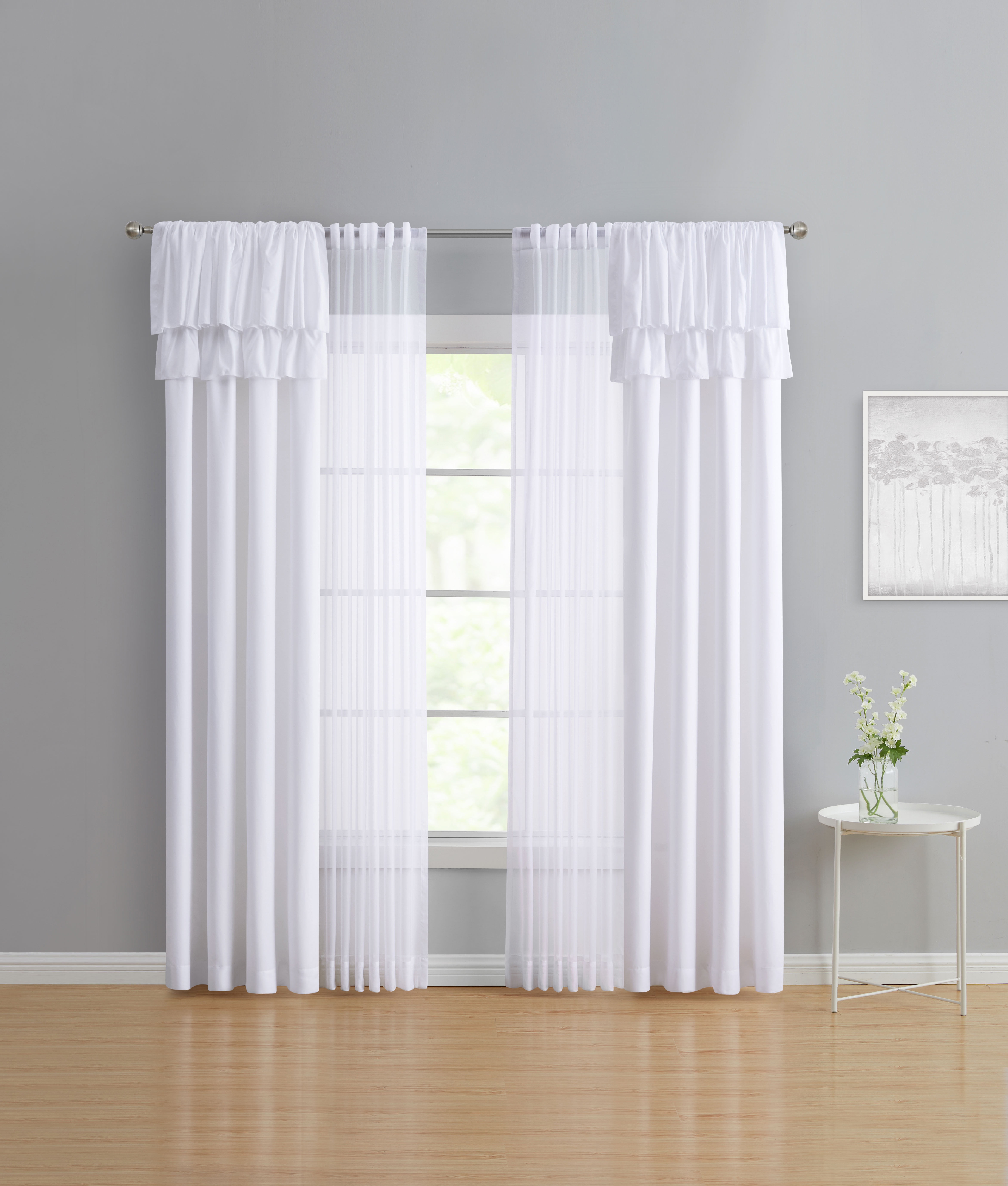 Simply Shabby Chic Ruffled Solid White Window Curtain Panels and Sheers ...