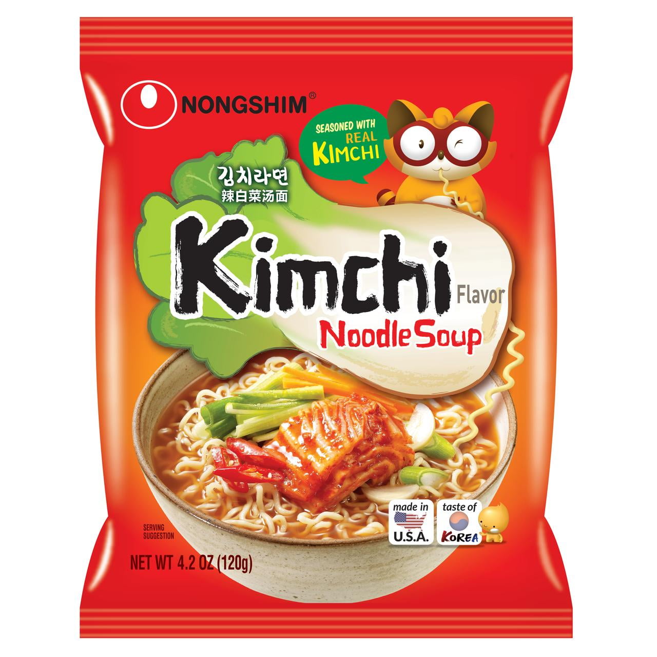 Nongshim Kimchi Spicy Red Chili Ramyun Ramen Noodle Soup Pack 4 2oz X