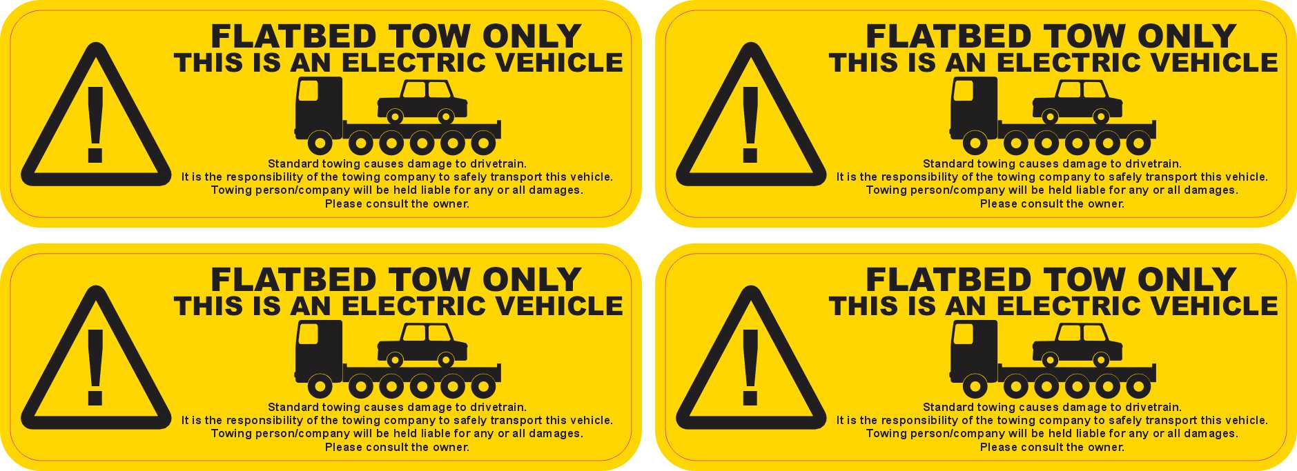 StickerTalk Electric Vehicle Flatbed Tow Stickers, 1 Sheet of 4 ...