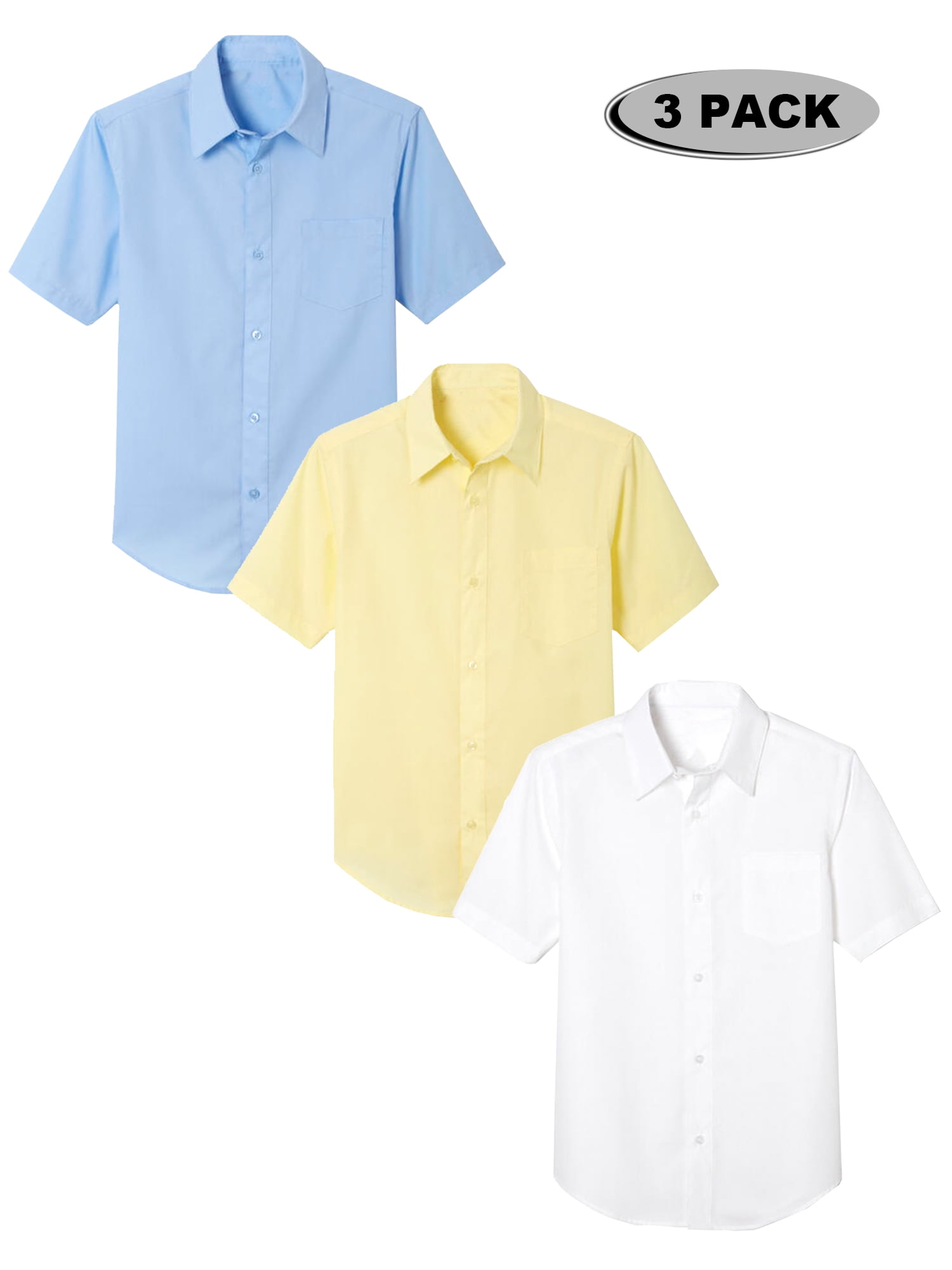 3-Pack Boys Short Sleeve Casual Dress School Uniform Shirts (Big Boys ...