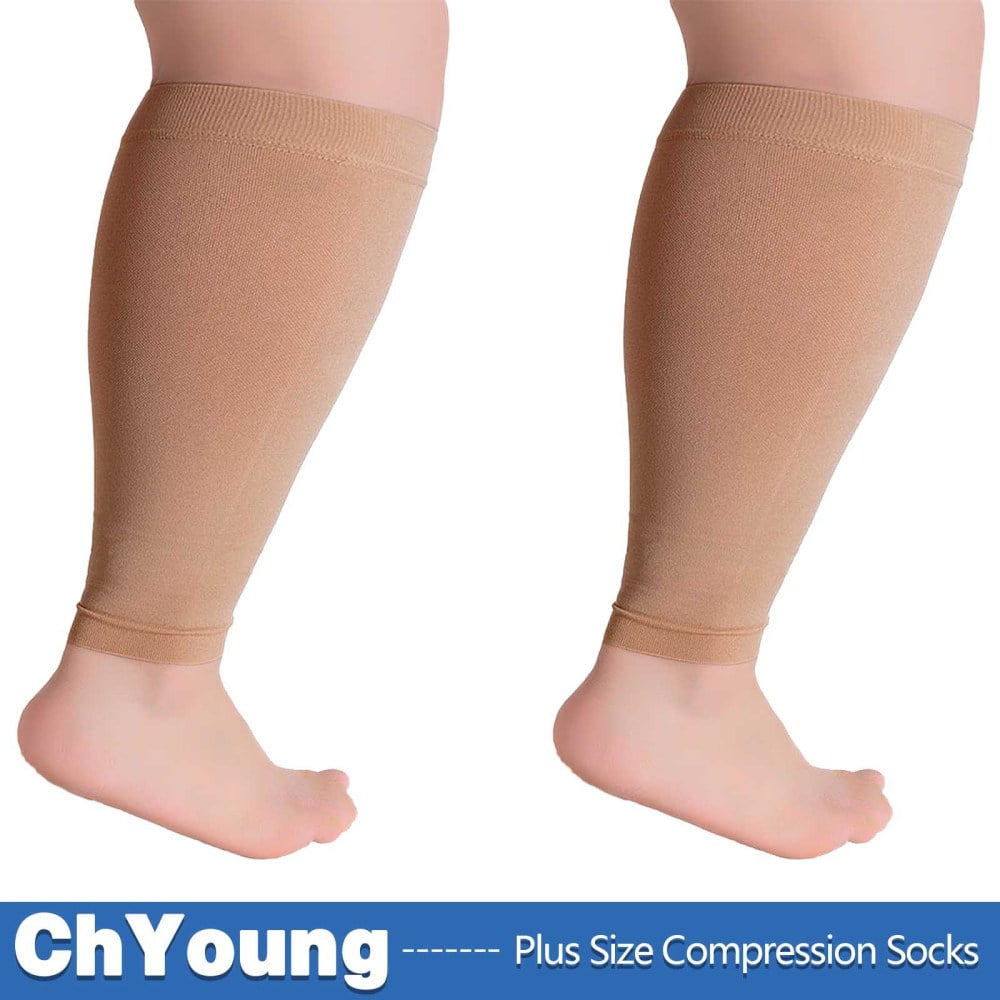 (2 Pair) Graduated Compression Socks Plus Size Circulation 20-30 mmHg ...