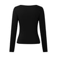 Glisme Women Crop Tops Long Sleeve Round Neck T Shirtssolid Tight Slim ...