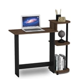Furinno Compact Computer Desk with Shelves, Columbia Walnut/Black ...